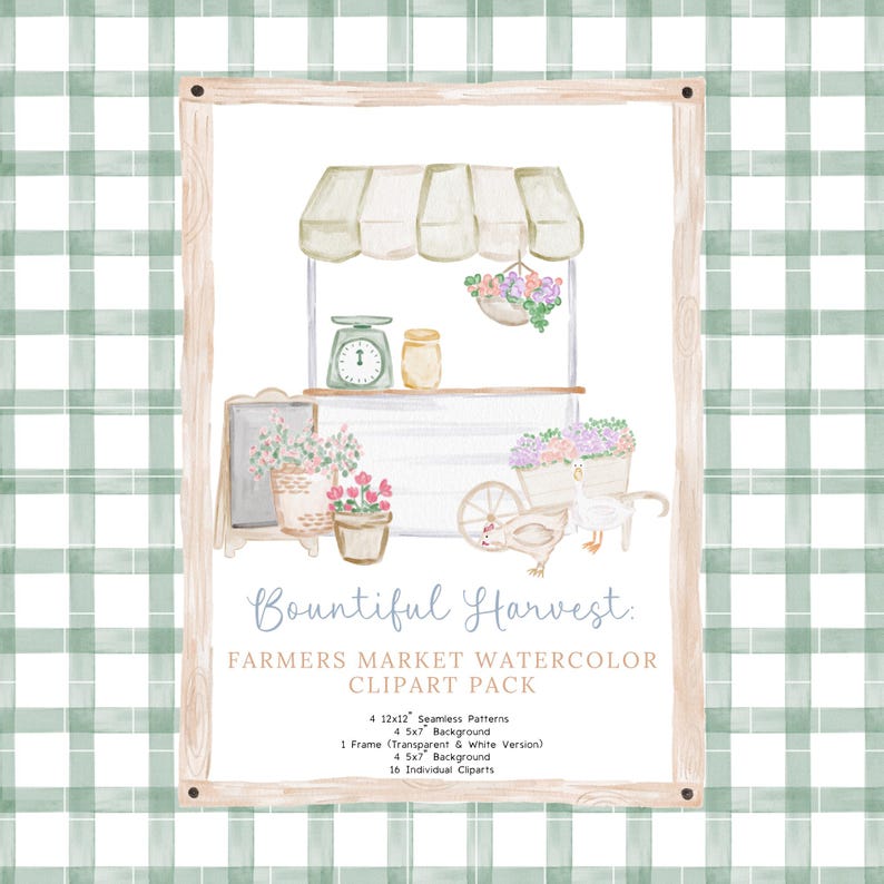 Farmers Market Baby Shower Watercolor Illustration Pack, Locally Grown ...