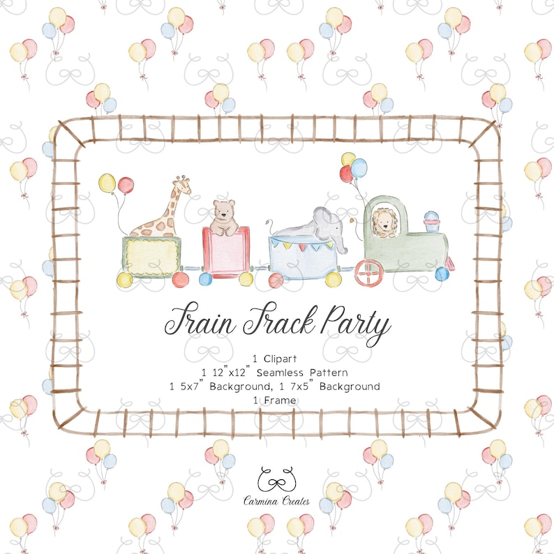 Animal Train Clipart Bundle, Zoo Animal Train Birthday, Colorful ...