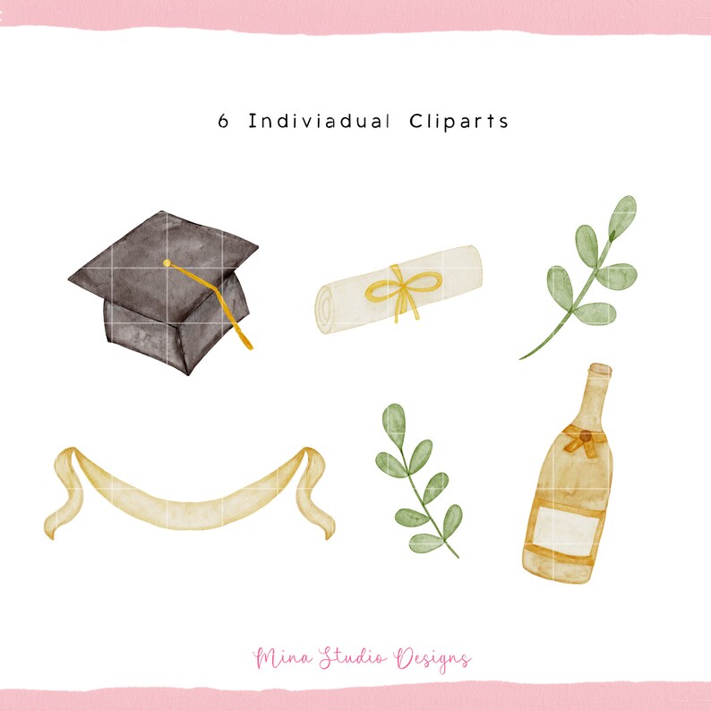 Gold Graduation Watercolor Clip Art, Graduation Hat Clipart, Gold Crest ...