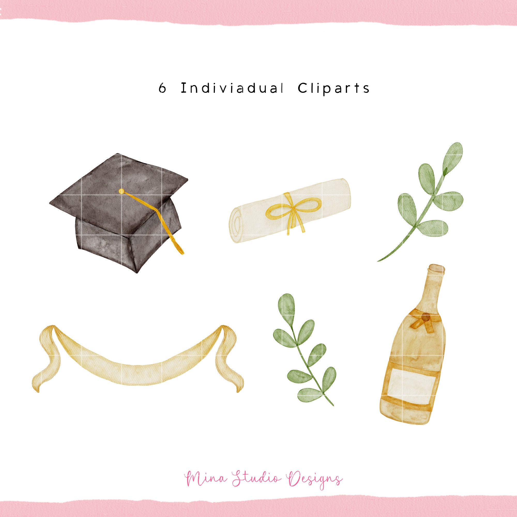 Gold Graduation Watercolor Clip Art, Graduation Hat Clipart, Gold Crest ...