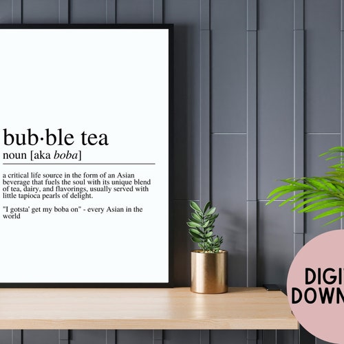 Boba Definition Printable Wall Art Bubble Tea Poster PDF - Etsy