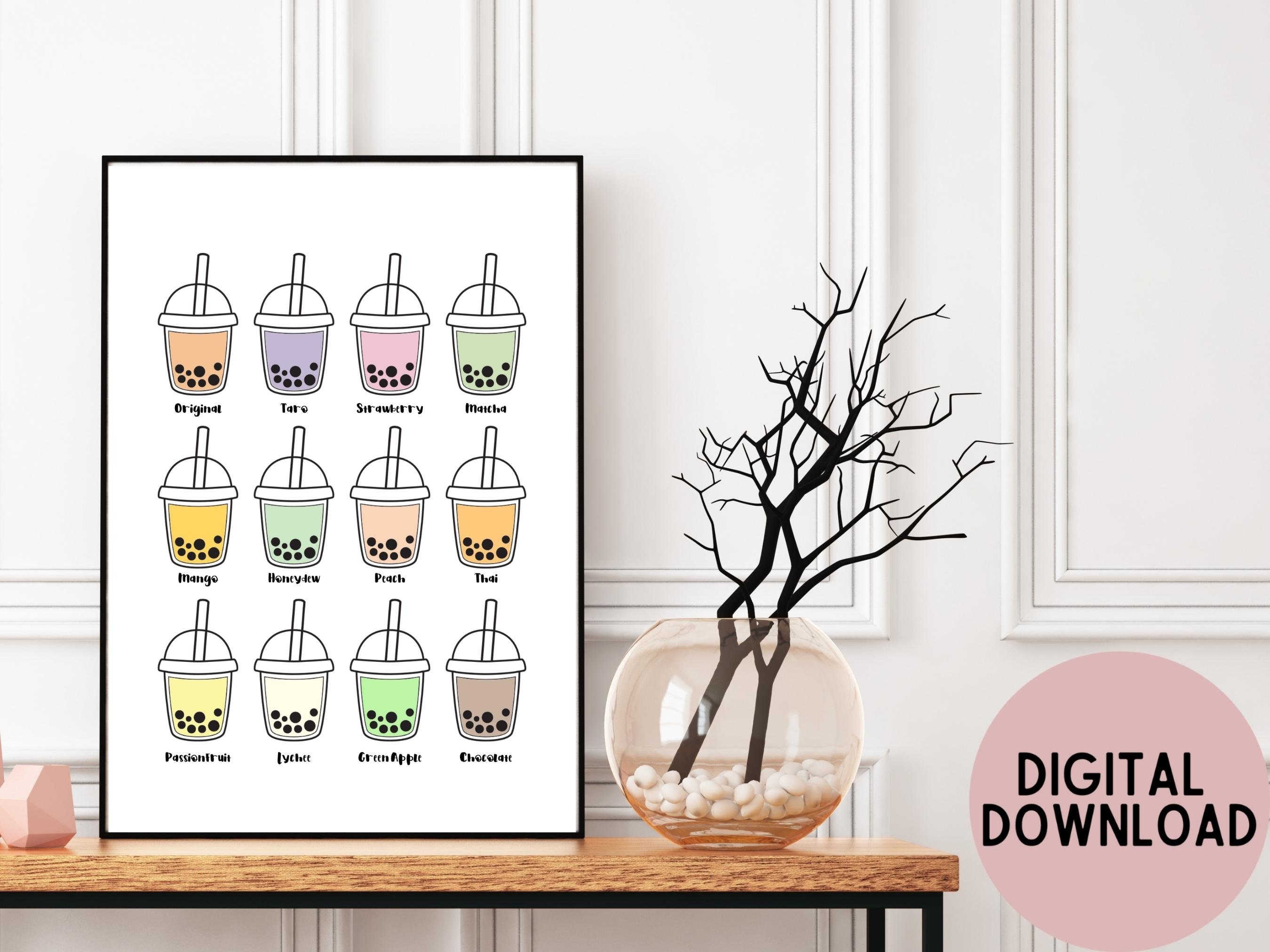 Boba Print Boba Tea Print Bubble Tea Print Boba Wall Art - Etsy