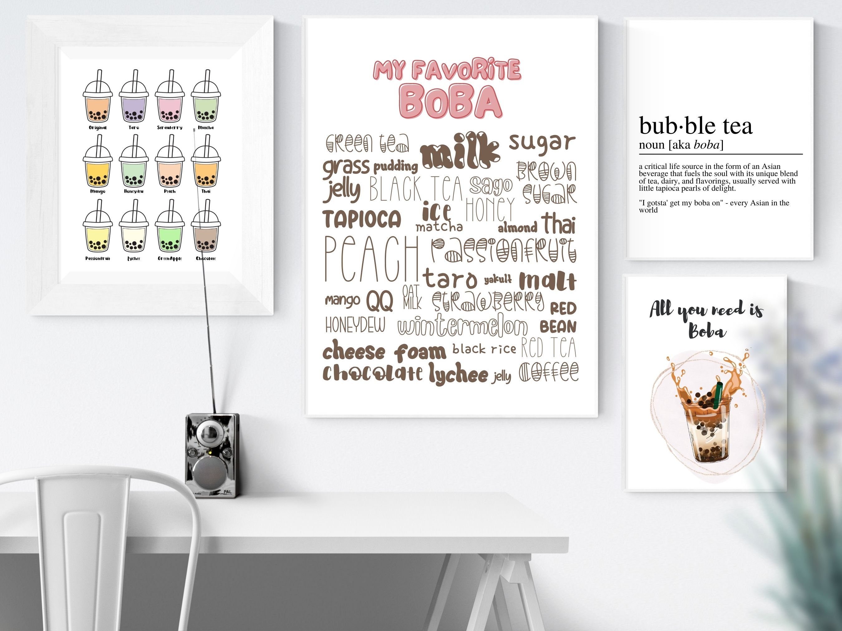 Boba Print Boba Tea Print Bubble Tea Print Boba Wall Art - Etsy