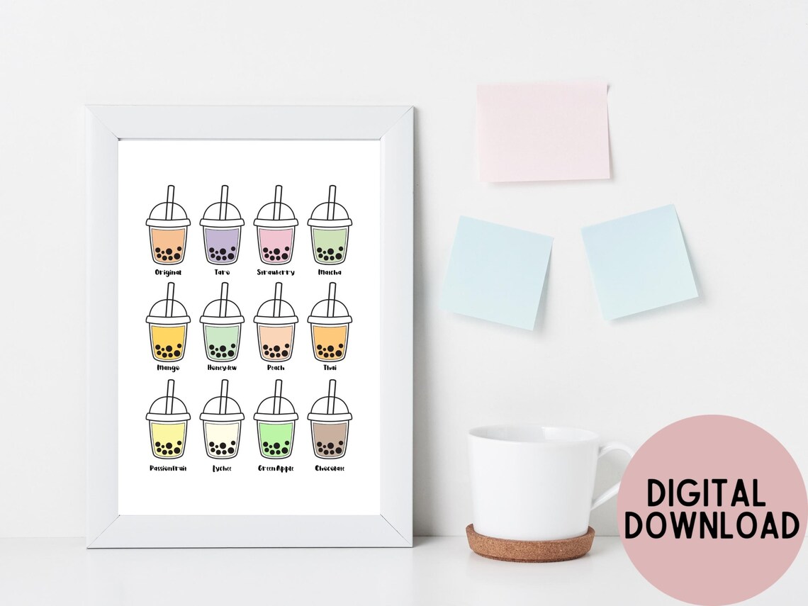 Boba Print Boba Tea Print Bubble Tea Print Boba Wall Art - Etsy