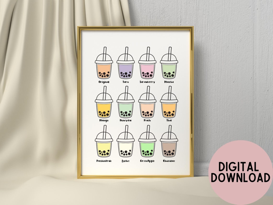Boba Print Boba Tea Print Bubble Tea Print Boba Wall Art - Etsy