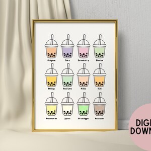 Boba Print, Boba Tea Print, Bubble Tea Print, Boba Wall Art, Boba Decor ...