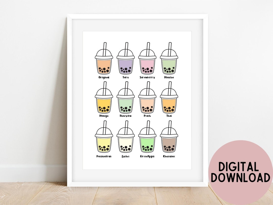 Boba Print, Boba Tea Print, Bubble Tea Print, Boba Wall Art, Boba Decor ...