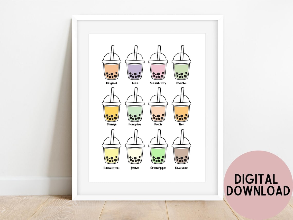 Boba Print Boba Tea Print Bubble Tea Print Boba Wall Art - Etsy