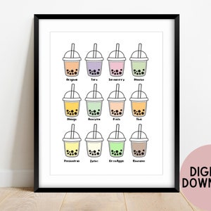 Boba Print, Boba Tea Print, Bubble Tea Print, Boba Wall Art, Boba Decor ...