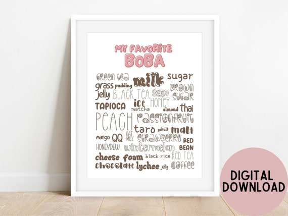 Boba Print Boba Art Boba Tea Print Bubble Tea Print Boba - Etsy