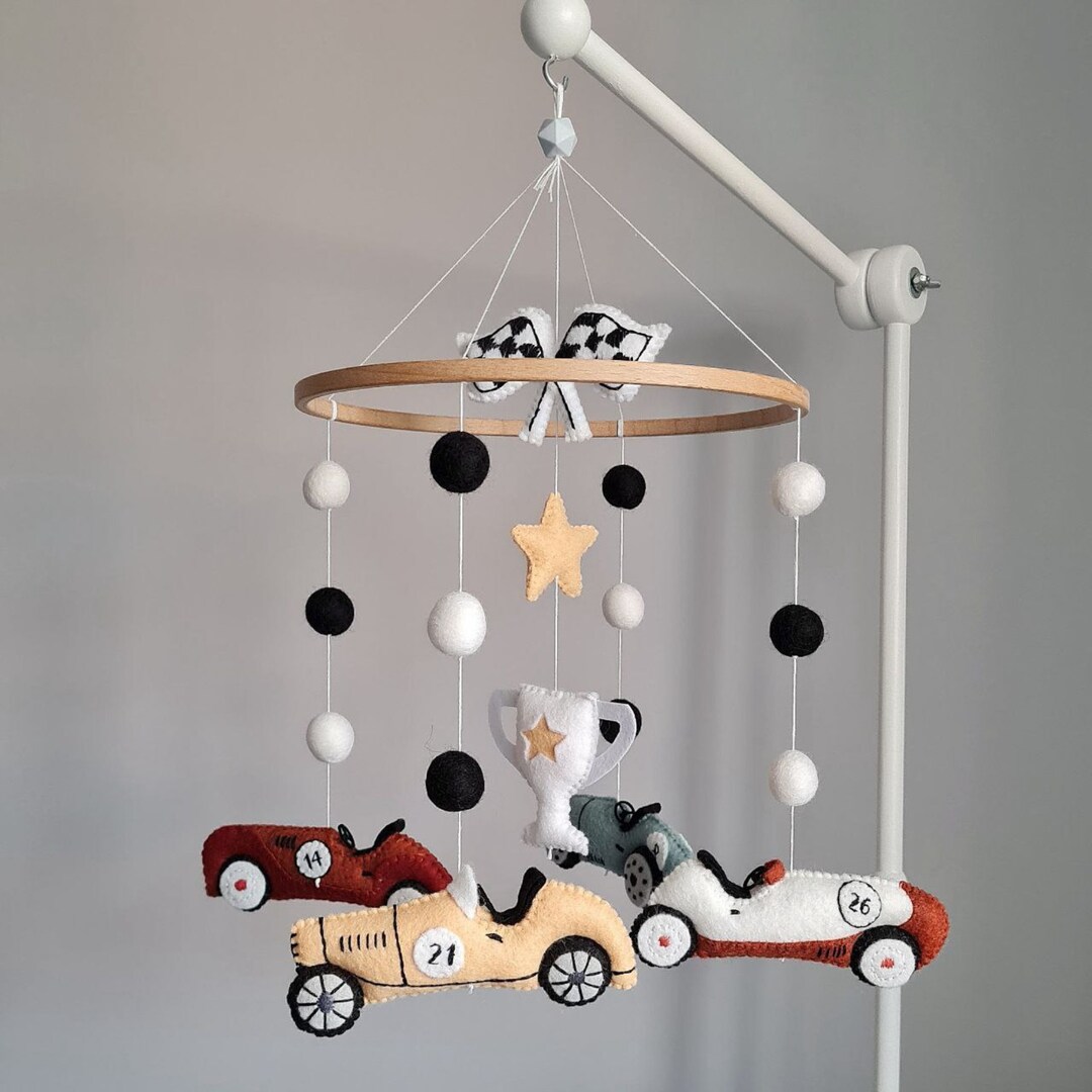 Racing Cars Baby Mobile, Retro Car Nursery Decor, Baby Boy Shower Gift ...