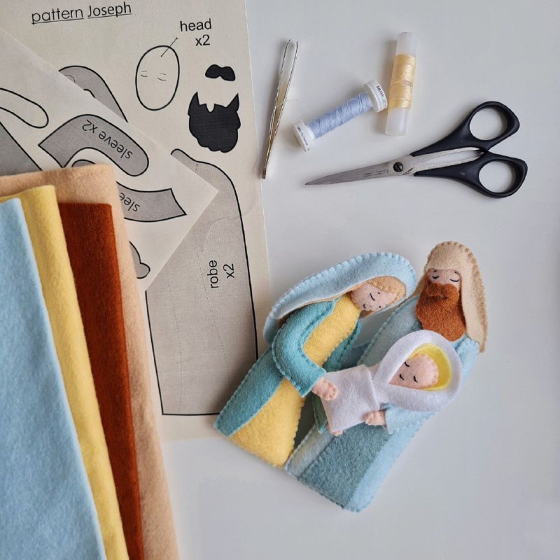Felt Nativity Scene With Mary Joseph Jesus, Holy Family, PDF Pattern - Etsy