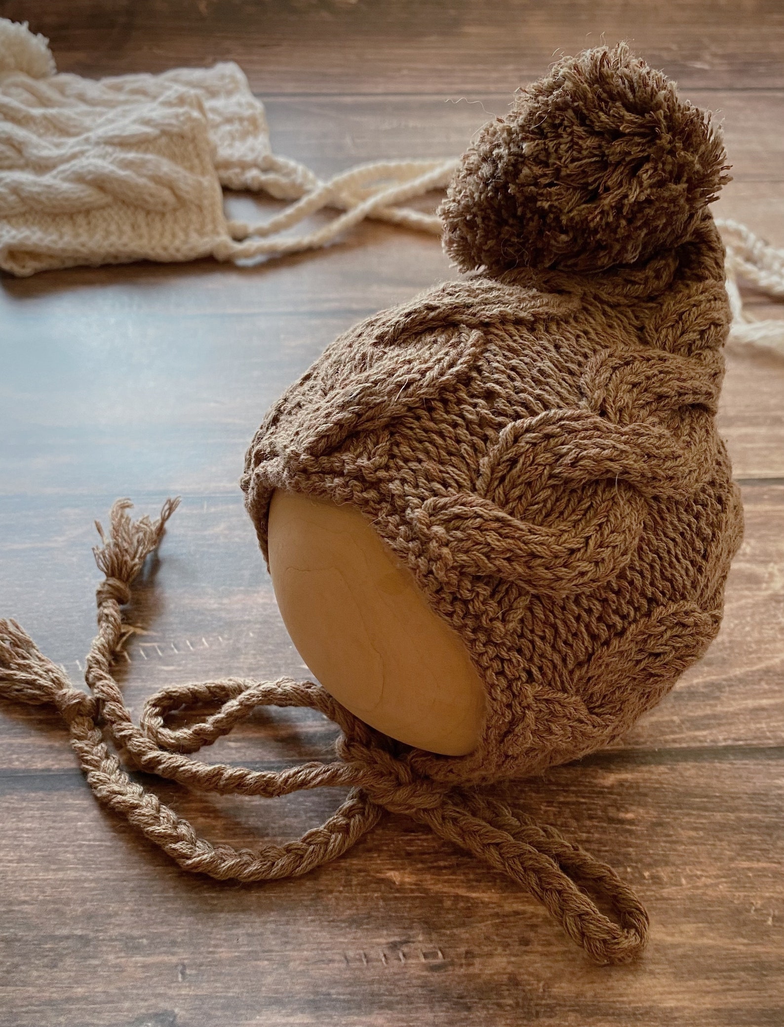 Boho Cap for Newborn Photo Shoot, Boho Cap With Pompom for Newborn ...