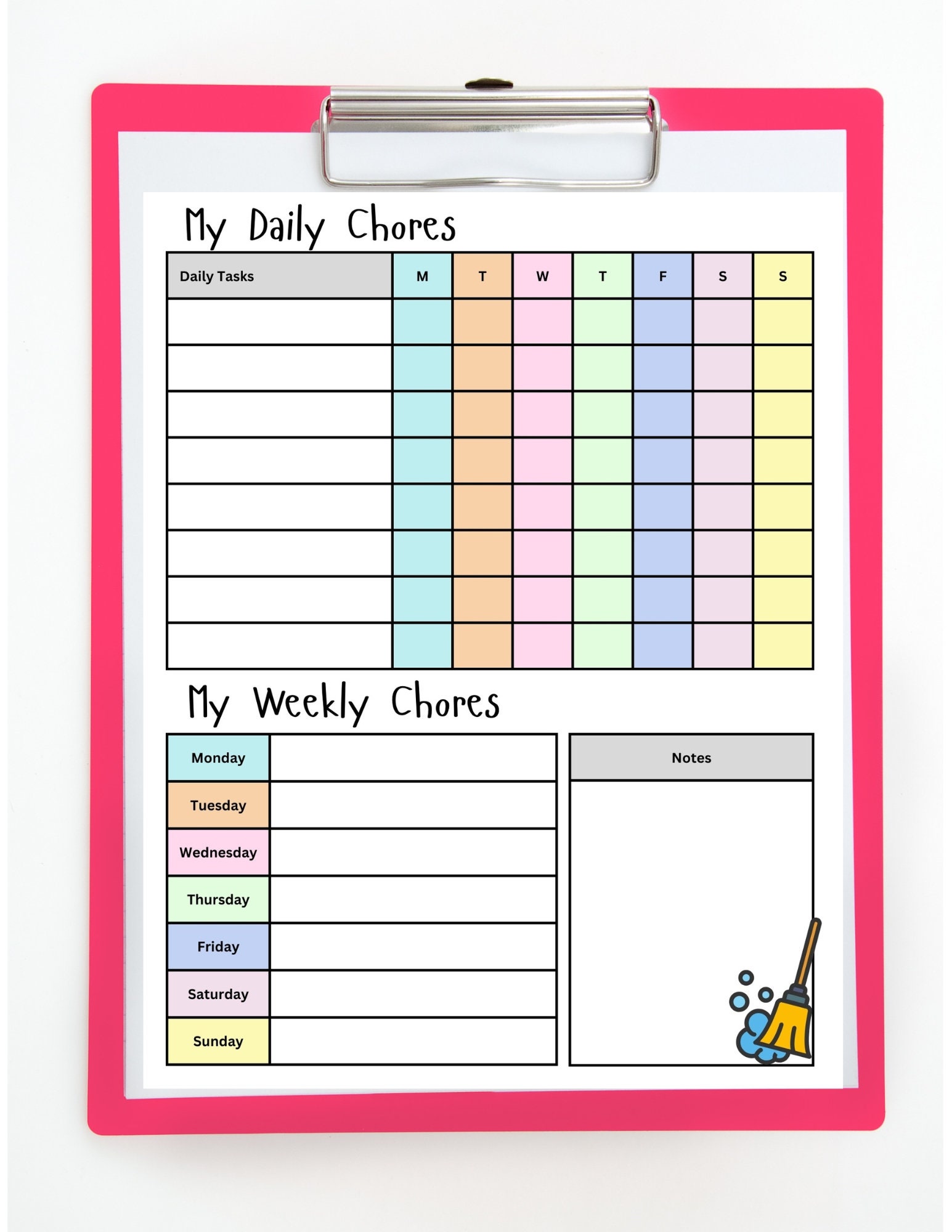 Printable Weekly Chore Chart for Kids|kids Weekly Responsibility Chart ...