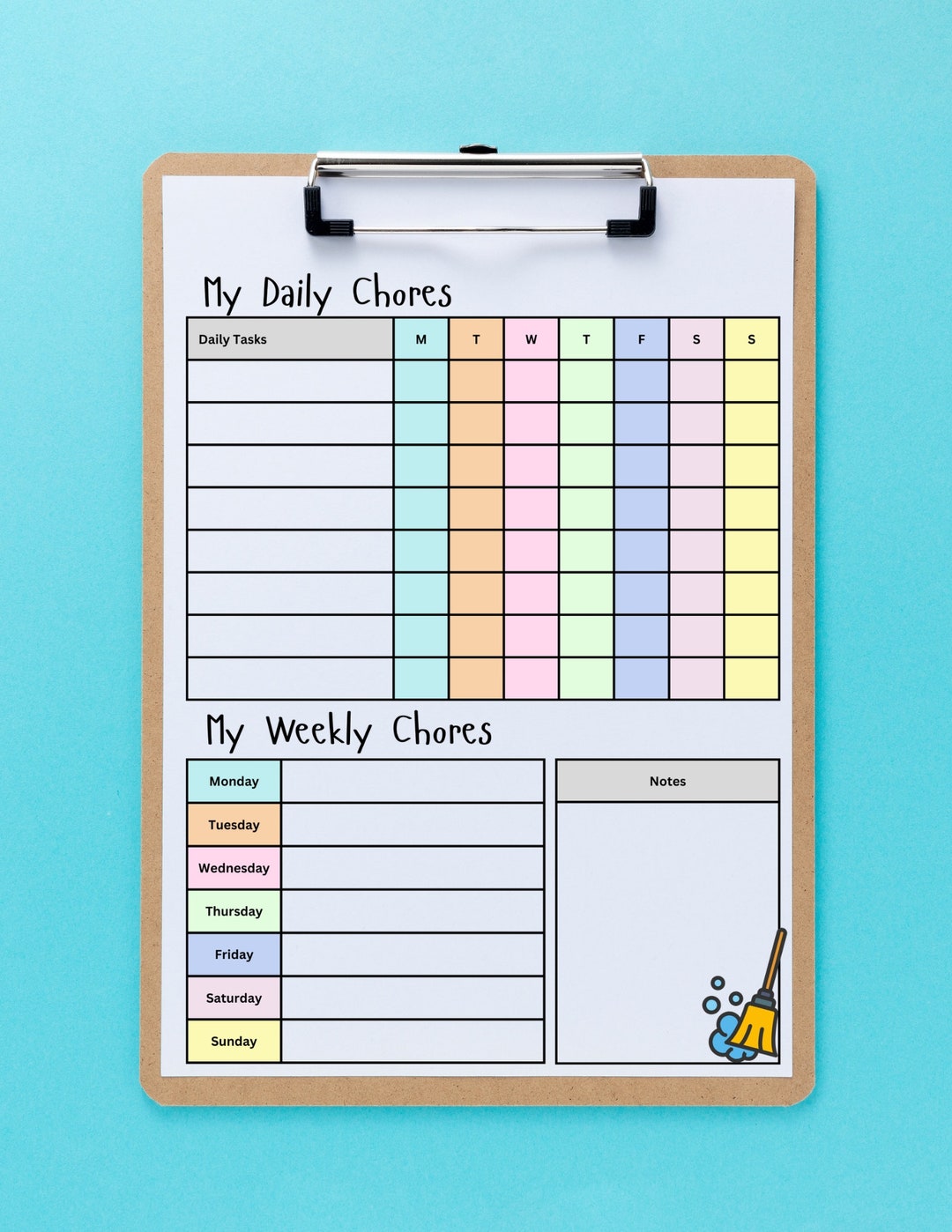 Printable Weekly Chore Chart for Kids|kids Weekly Responsibility Chart ...