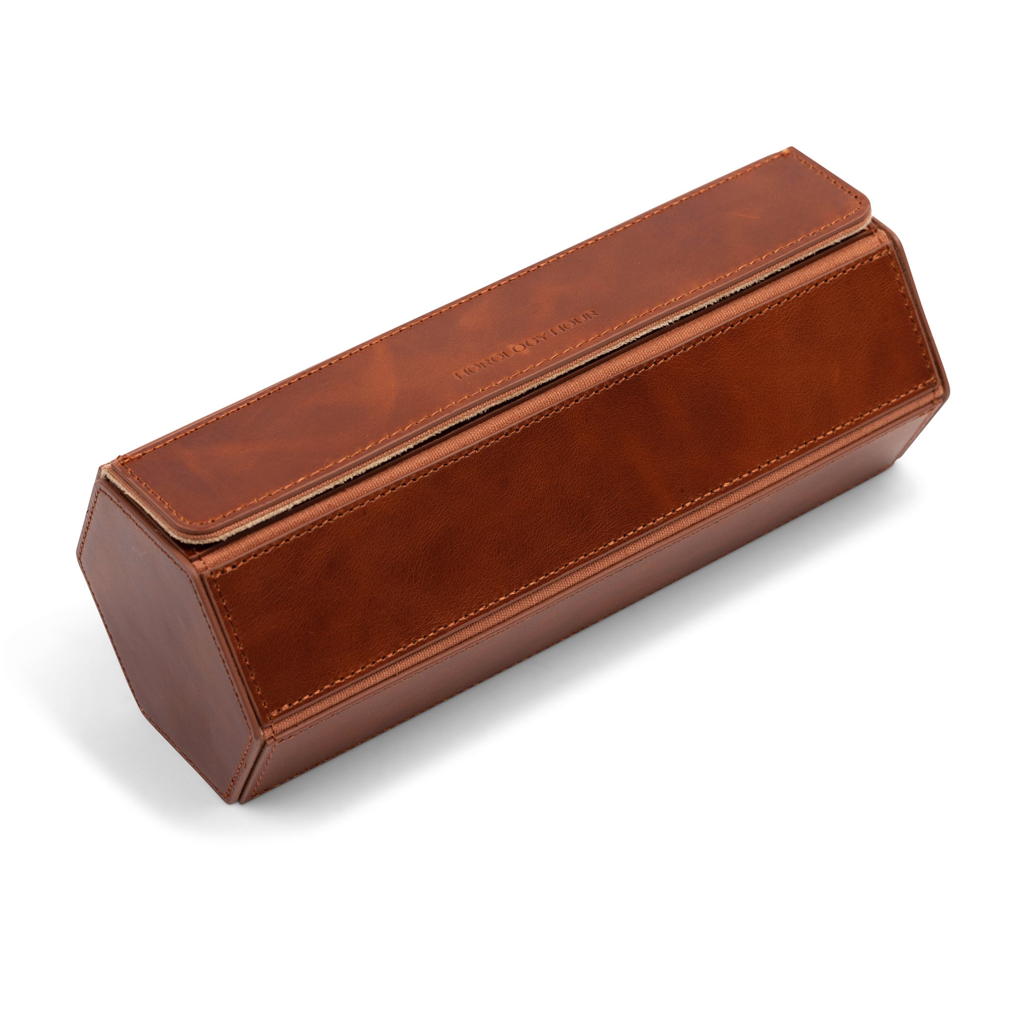 Leather Hexagon Watch Roll - Full Grain Saffiano Leather Watch Case ...