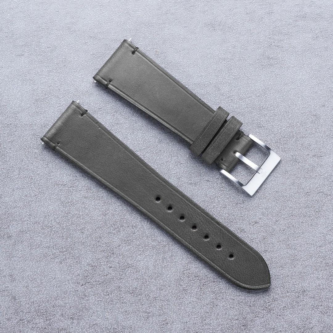 Black Crazy Horse Quick-release Leather Handmade Watch Strap With ...