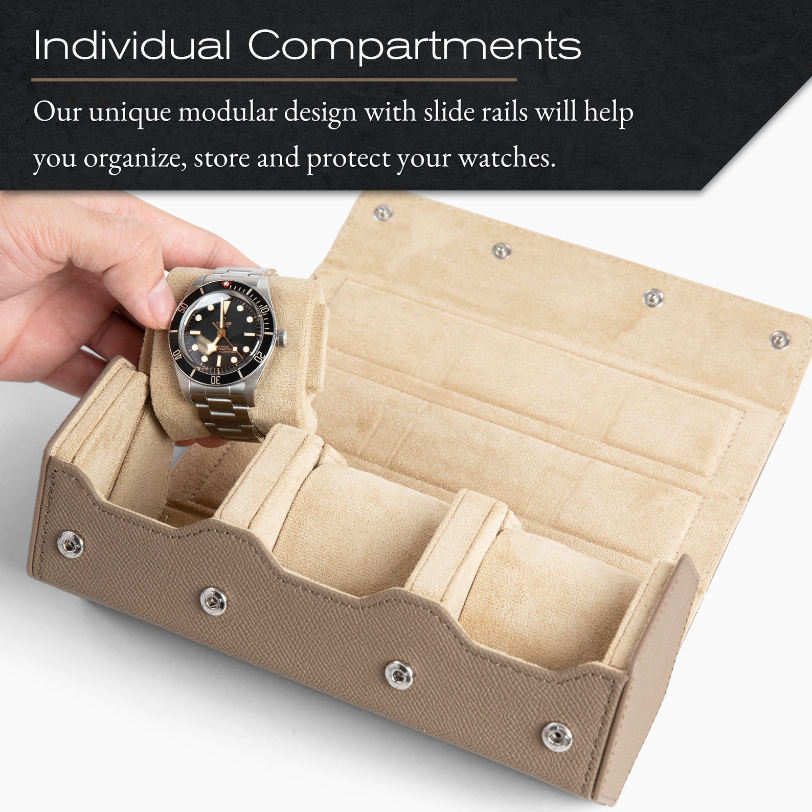 Prism 2.0 Leather Watch Roll Handmade - Black/tan/green - Microfiber ...