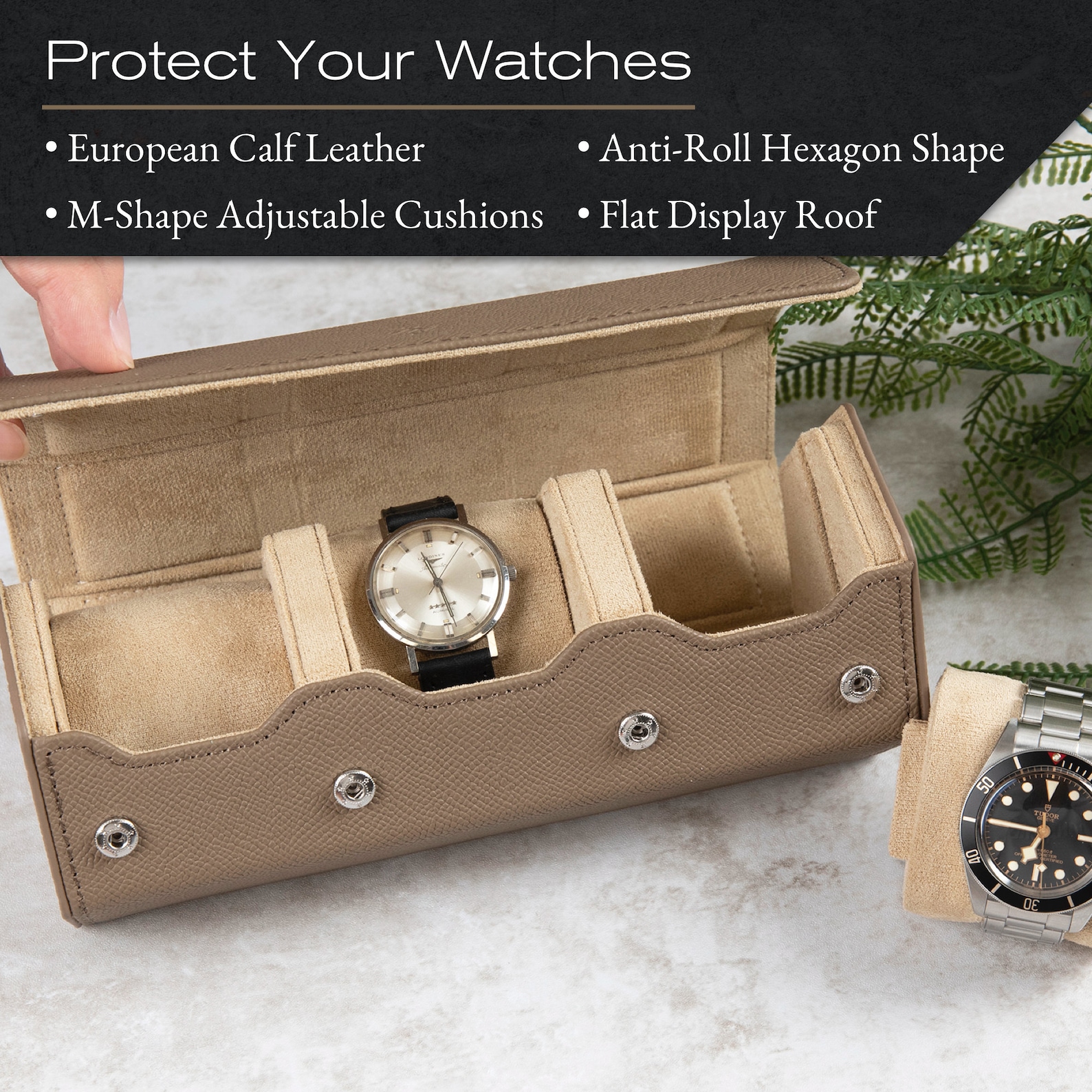 Prism 2.0 Leather Watch Roll Handmade - Black/tan/green - Microfiber ...