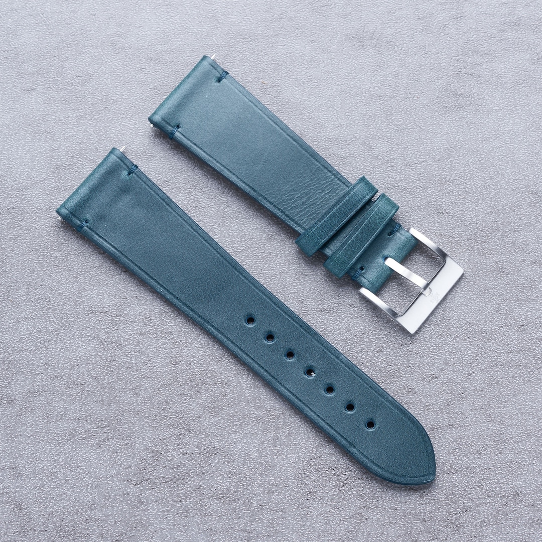 Blue Crazy Horse Quick-release Leather Handmade Watch Strap With ...