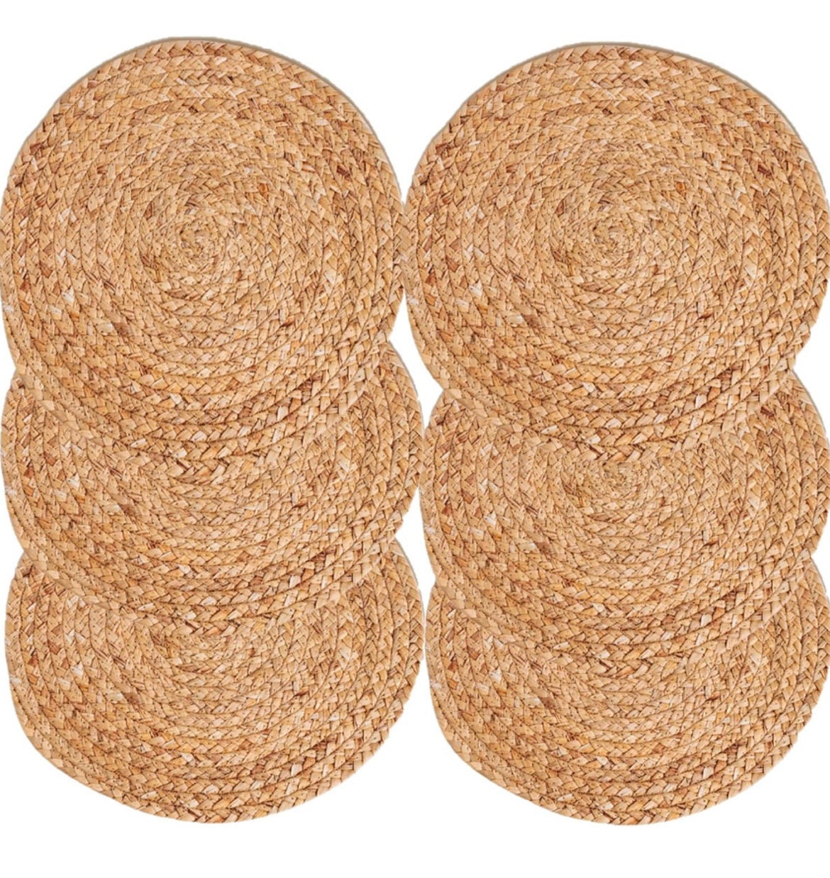 Woven Placemats Natural Wicker Placemat Set of 6 Pcs, 11.8 Round Place ...