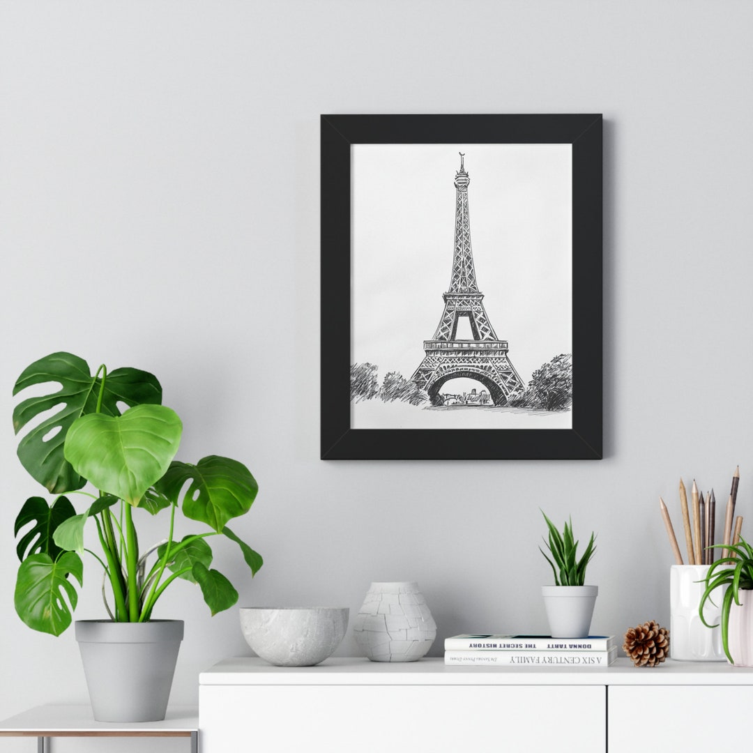 Wall Art Framed Eiffel Tower Print, Paris Decor, Home Office Decoration ...