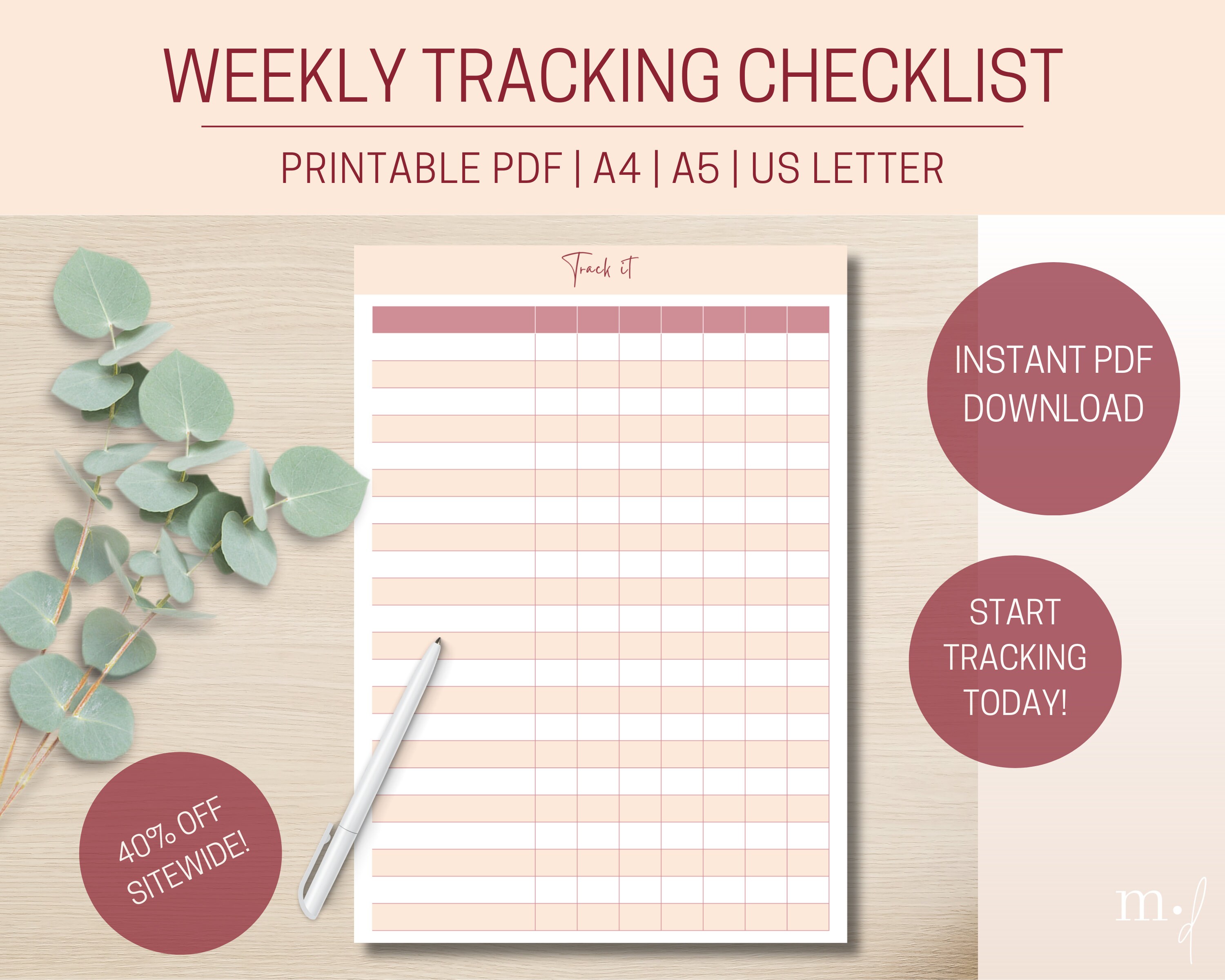 Weekly Checklist, Daily Checklist, Cleaning Checklist, Fitness Tracker ...