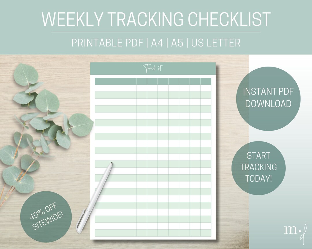Weekly Checklist Daily Checklist Cleaning Checklist Fitness - Etsy
