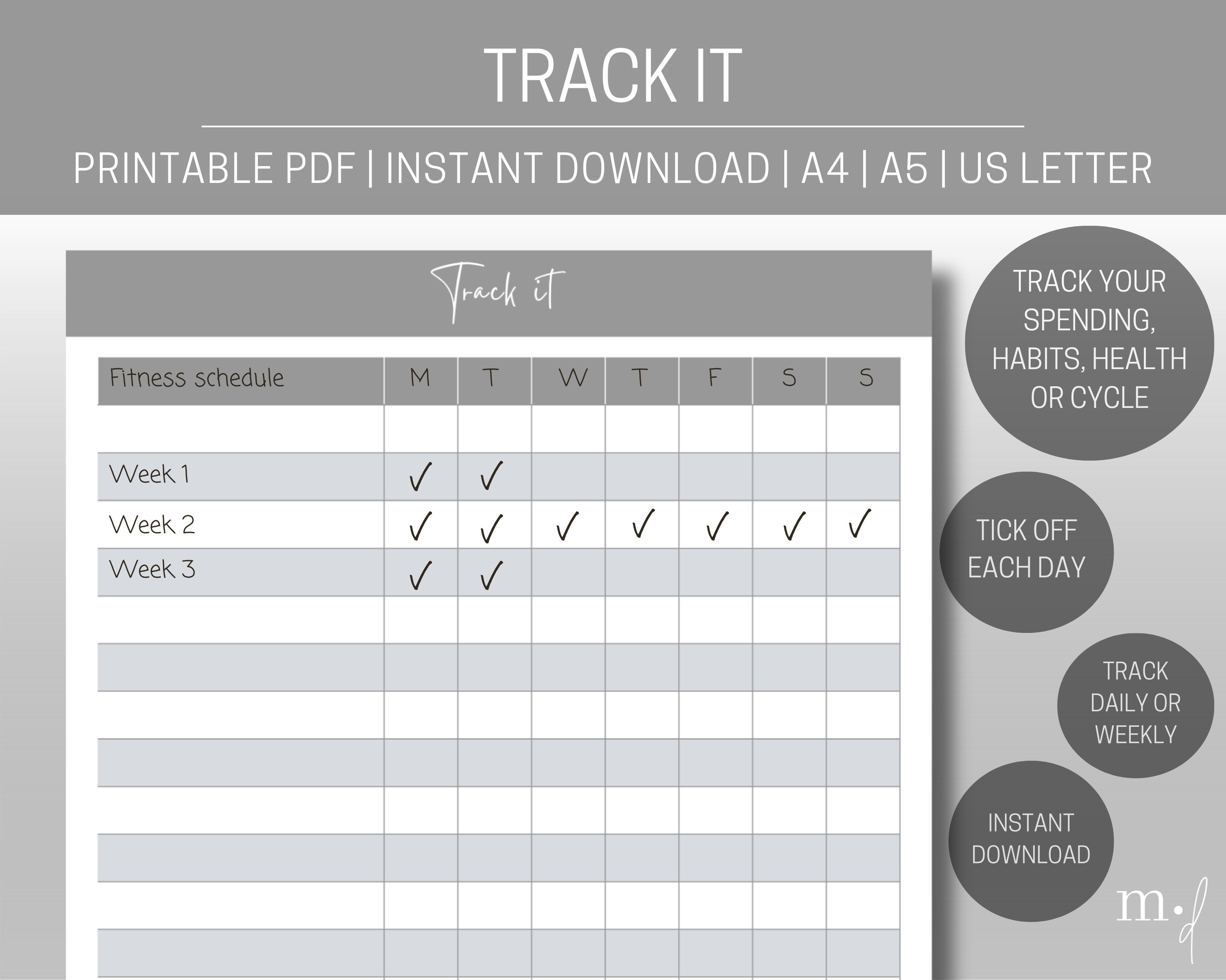 Weekly Checklist Daily Checklist Cleaning Checklist Fitness - Etsy