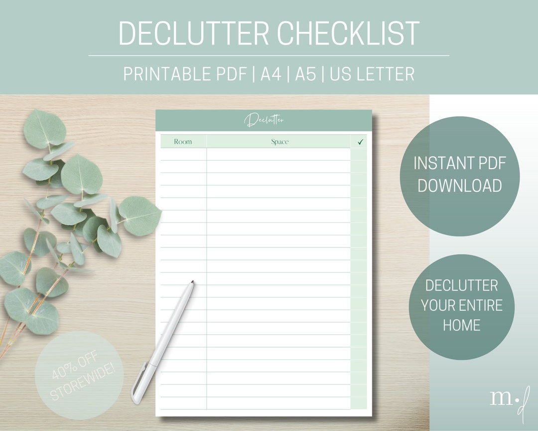 Declutter Checklist Printable Declutter Checklist - Etsy