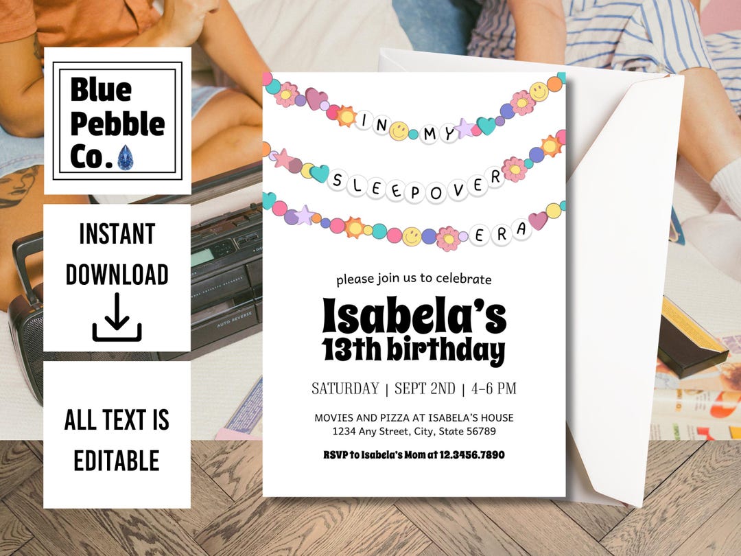 Swiftie Slumber Party Invitation | Charm Bracelet Sleepover Invite ...