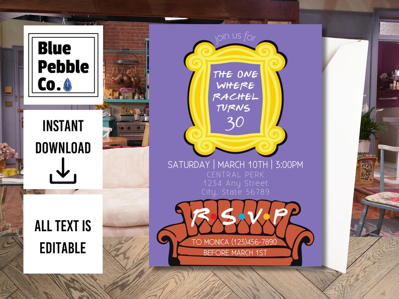 Friends Birthday Invitation Template | Editable TV Show Theme Party ...