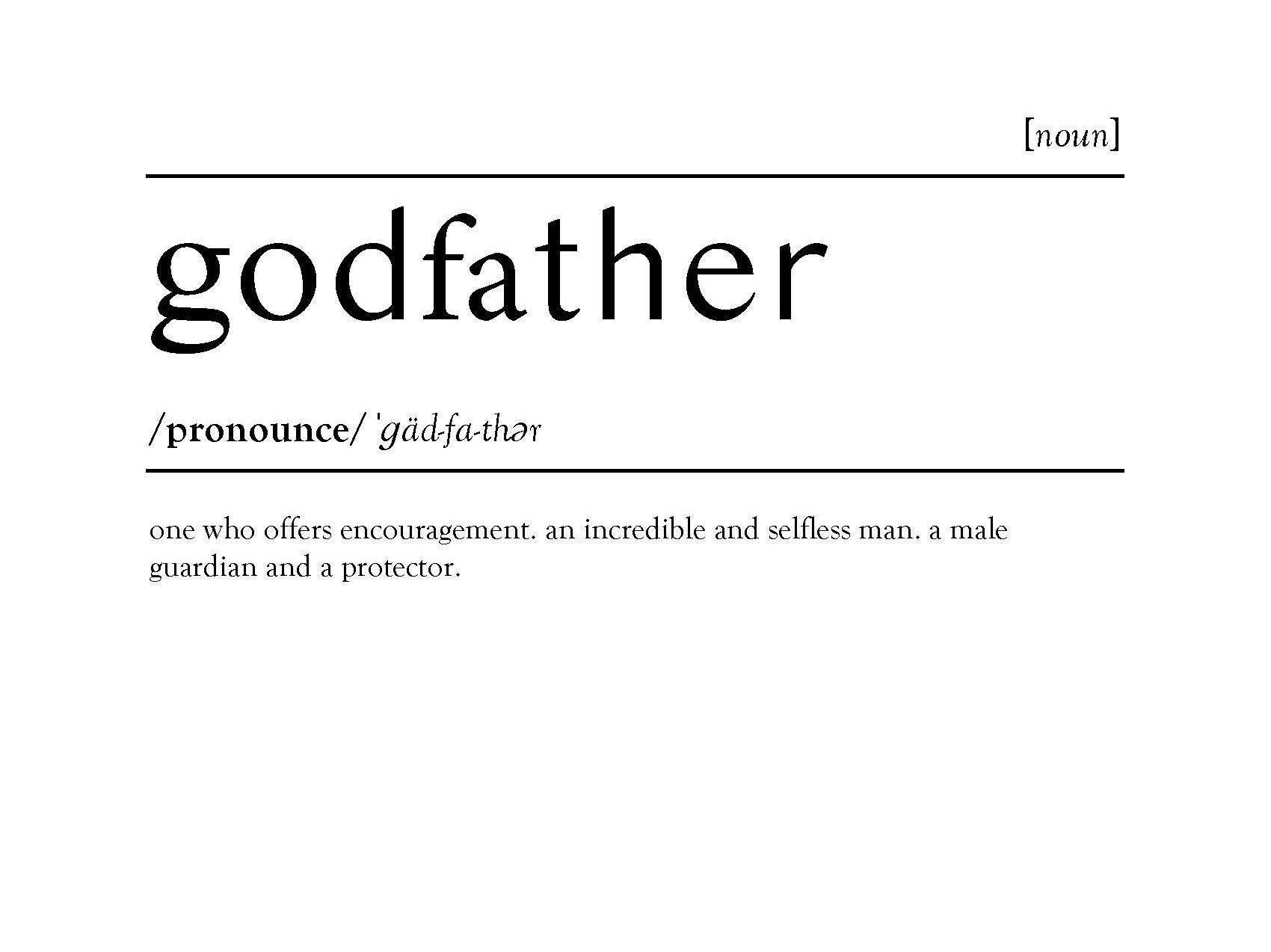 Godfather Definition Print, Gift for Him Guardian Protector, New ...