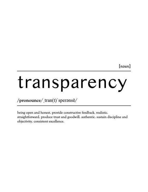 Transparency Definition Print Corporate Business Organization | Etsy