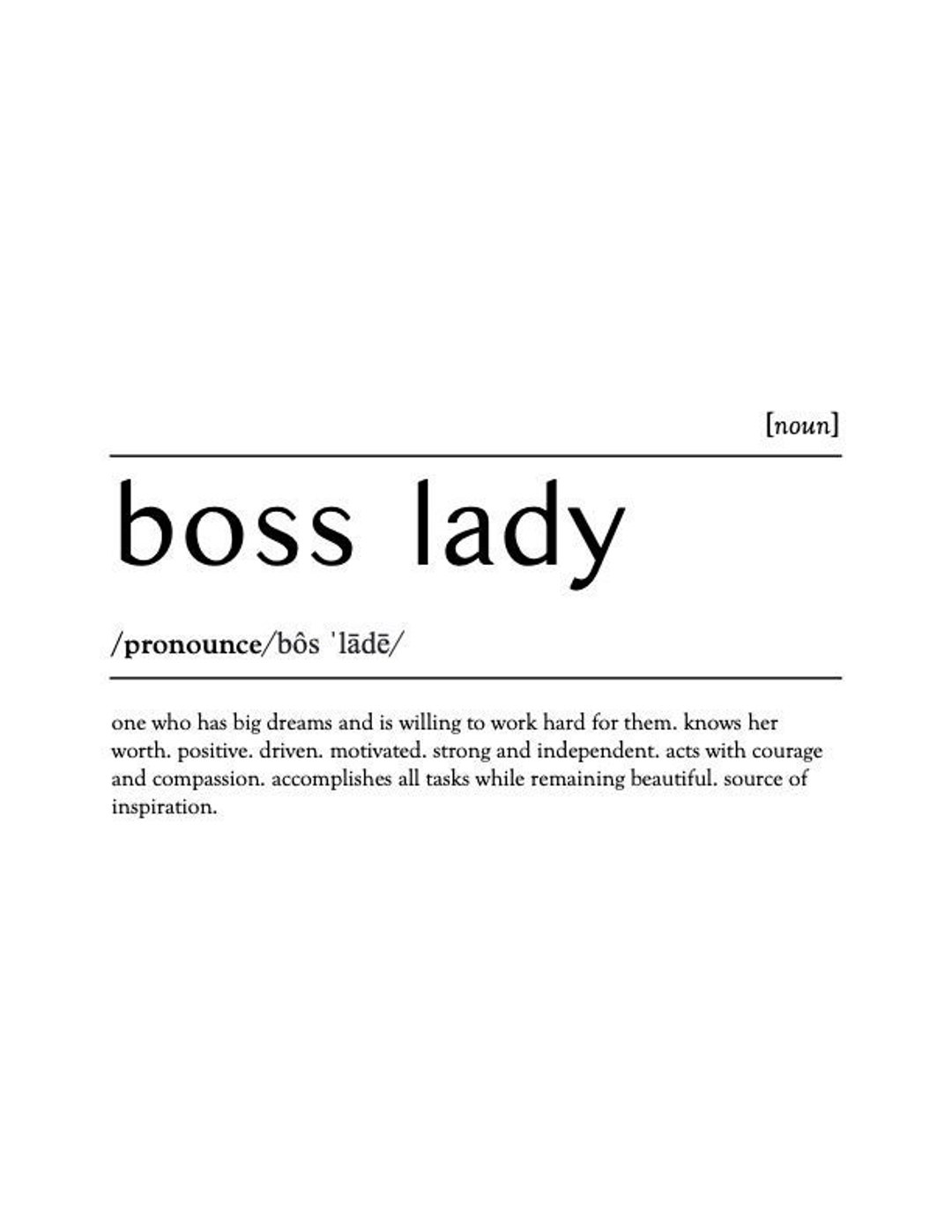 Boss Lady Definition Print, Gift From Daughter to Her Mom Mother ...