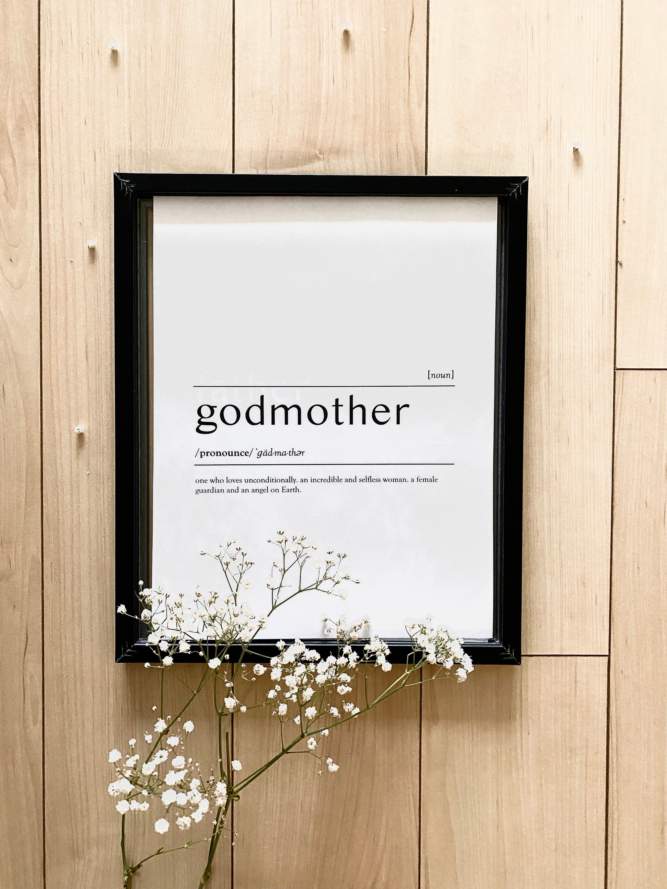 Godmother Definition Print, Gift for Her Guardian Angel on Earth, New ...