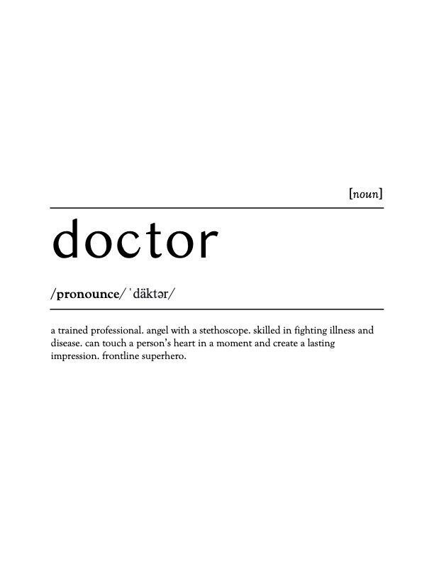 Doctor Definition Print for New Soon to Be Front-line Worker Mom Dad ...