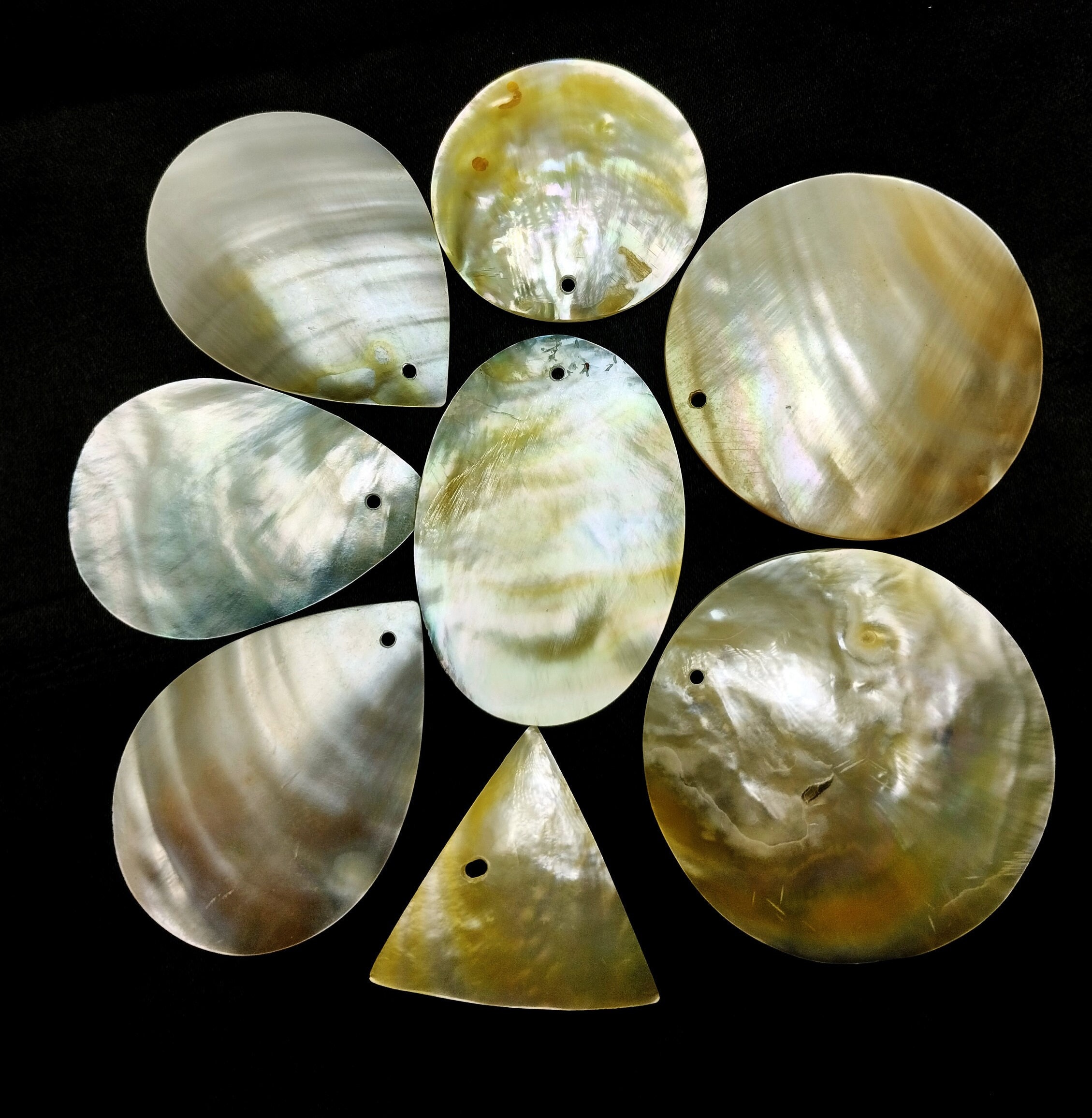 Natural Mother of Pearl Shells 3 Pear/3 Round/1 Oval/1 Triangle - Etsy