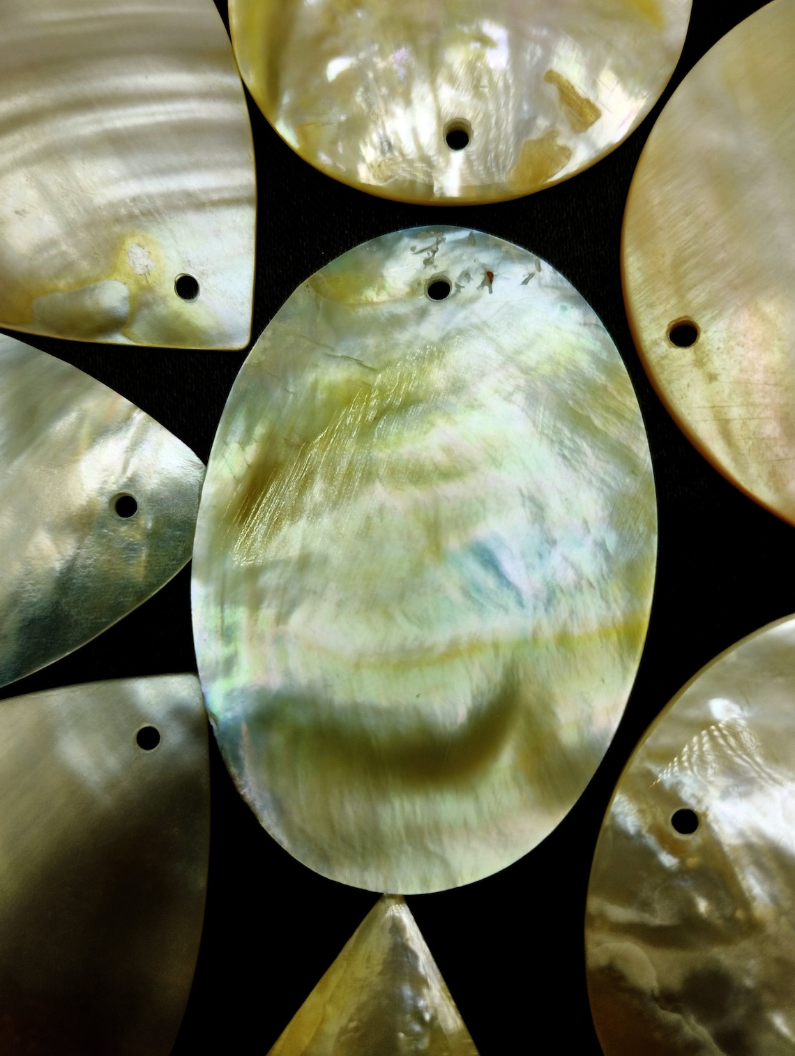 Natural Mother of Pearl Shells 3 Pear/3 Round/1 Oval/1 Triangle - Etsy