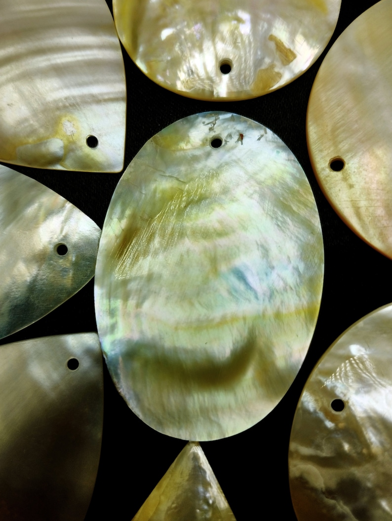 Natural Mother of Pearl Shells 3 Pear/3 Round/1 Oval/1 Triangle - Etsy