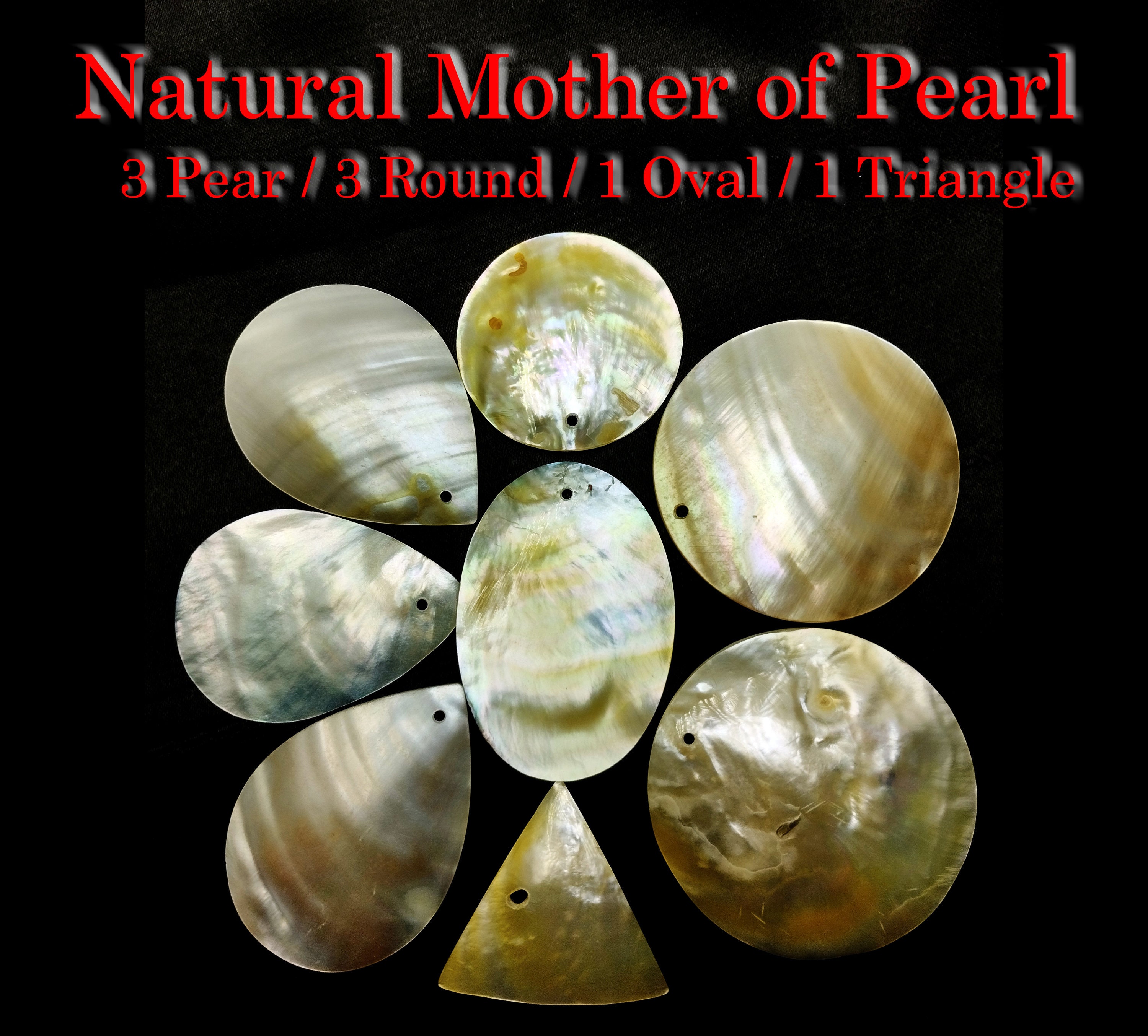 Natural Mother of Pearl Shells 3 Pear/3 Round/1 Oval/1 Triangle - Etsy