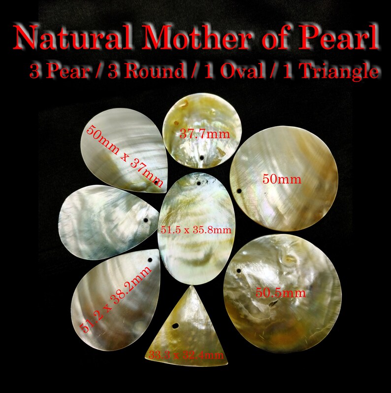 Natural Mother of Pearl Shells 3 Pear/3 Round/1 Oval/1 Triangle - Etsy