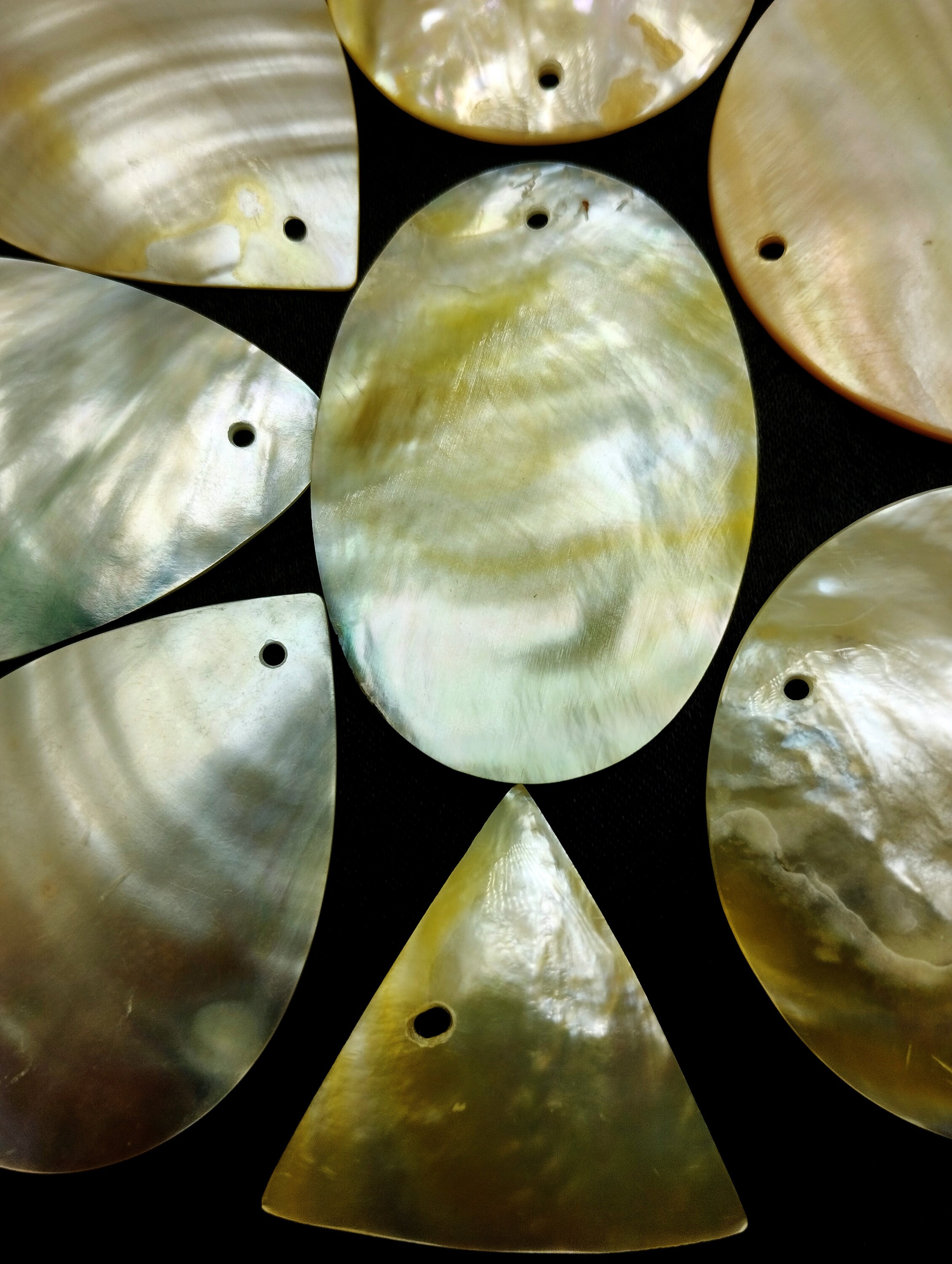 Natural Mother of Pearl Shells 3 Pear/3 Round/1 Oval/1 Triangle - Etsy