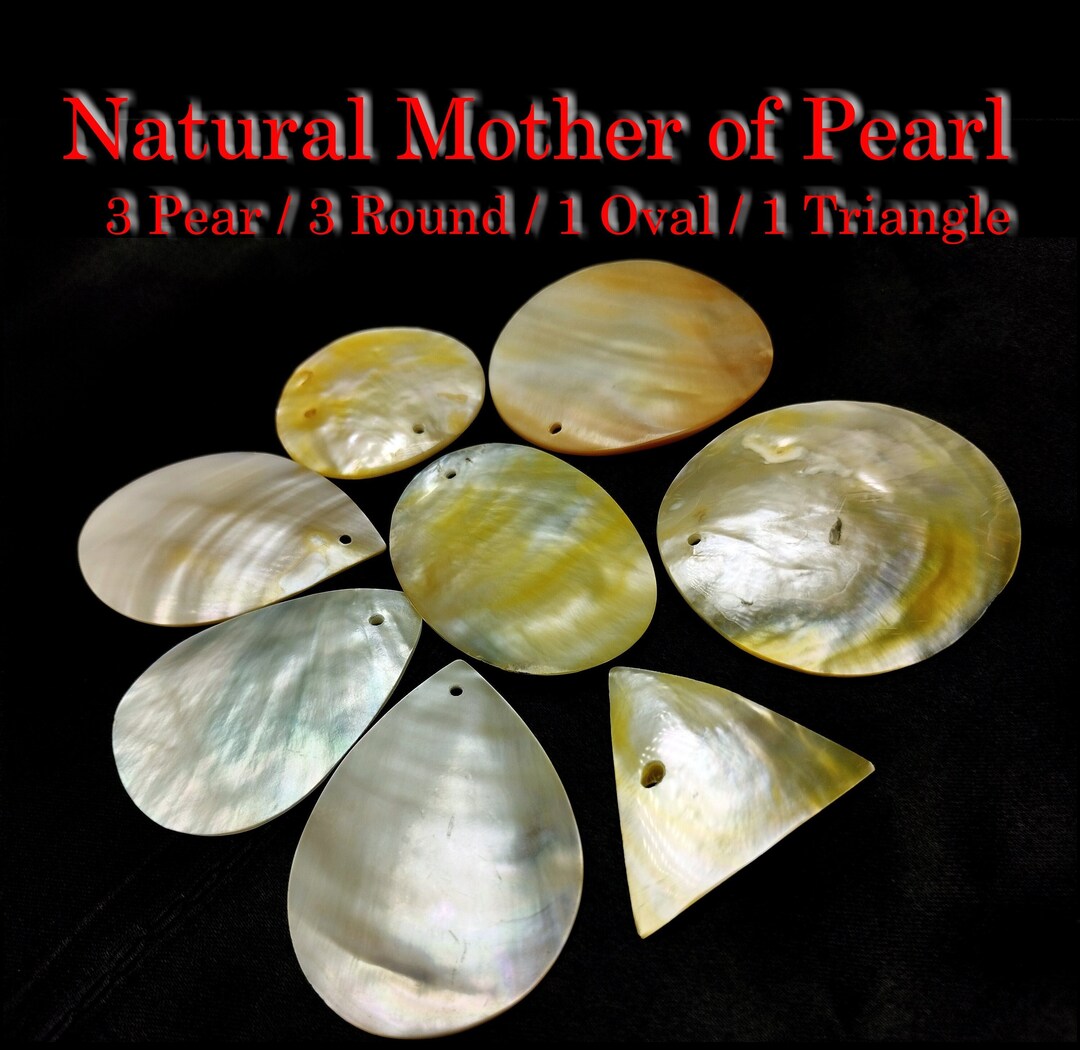 Natural Mother of Pearl Shells 3 Pear/3 Round/1 Oval/1 Triangle - Etsy