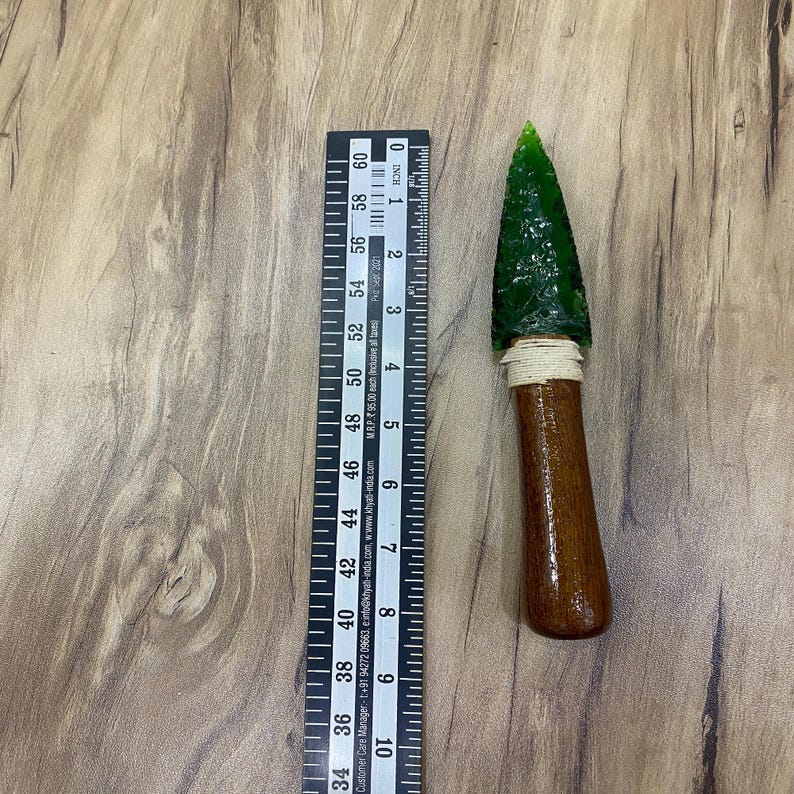 8'' Green Obsidian Knife | Handmade Crystal Dagger | 8" Ritual Blade ...