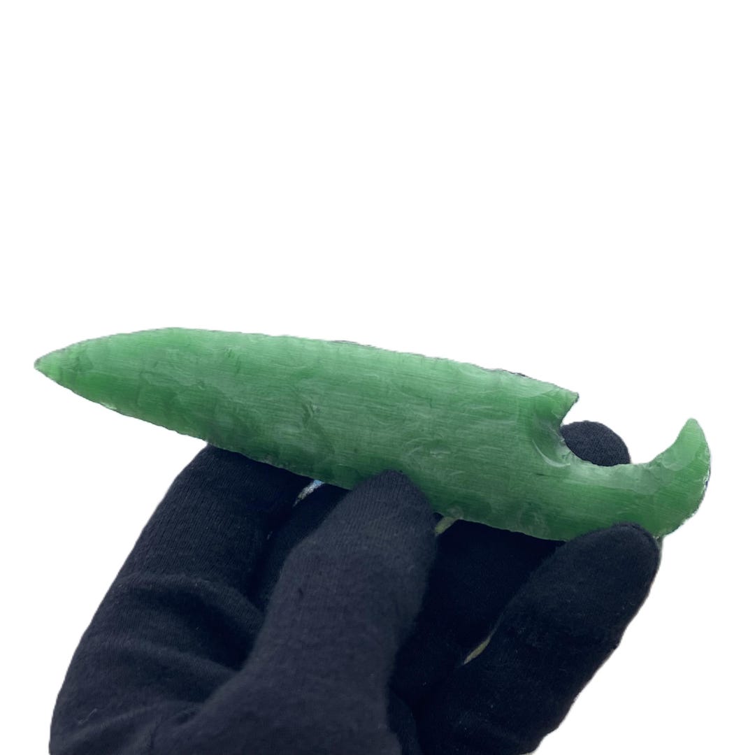 6'' Green Fiber Optic Glass Arrowhead, Hand-knapped Crystal Replica ...