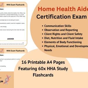 Home Health Aide (HHA) Certification Exam Flashcards - Etsy