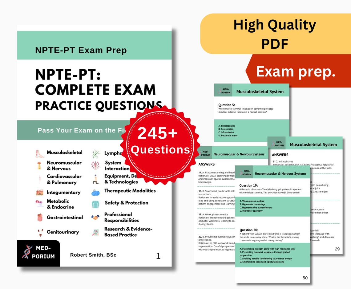 Complete NPTE-PT Exam Prep: 245+ Multiple Choice Practice Questions - Etsy