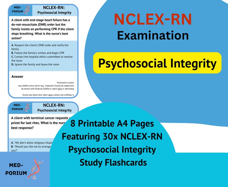 NCLEX-RN Flashcards: Psychosocial Integrity - Etsy