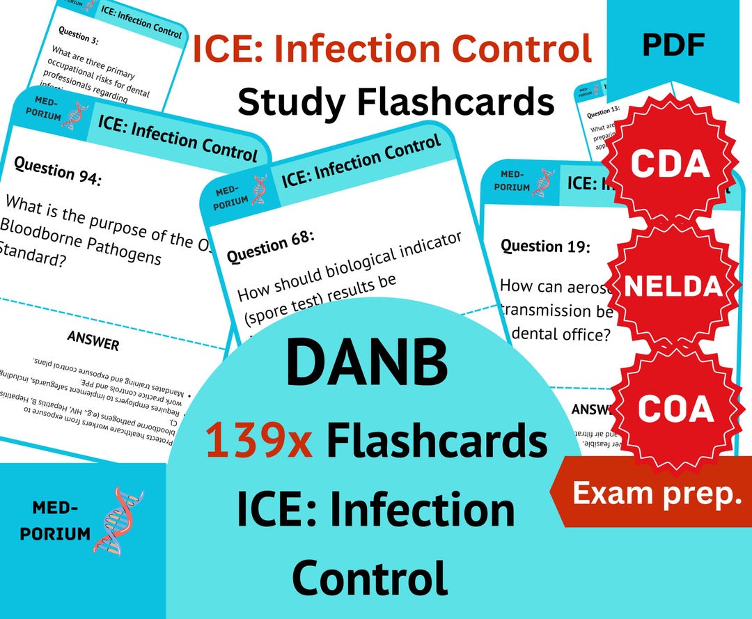 ICE: Infection Control (DANB) Exam Flashcards — Nelda/cda/coa - Etsy